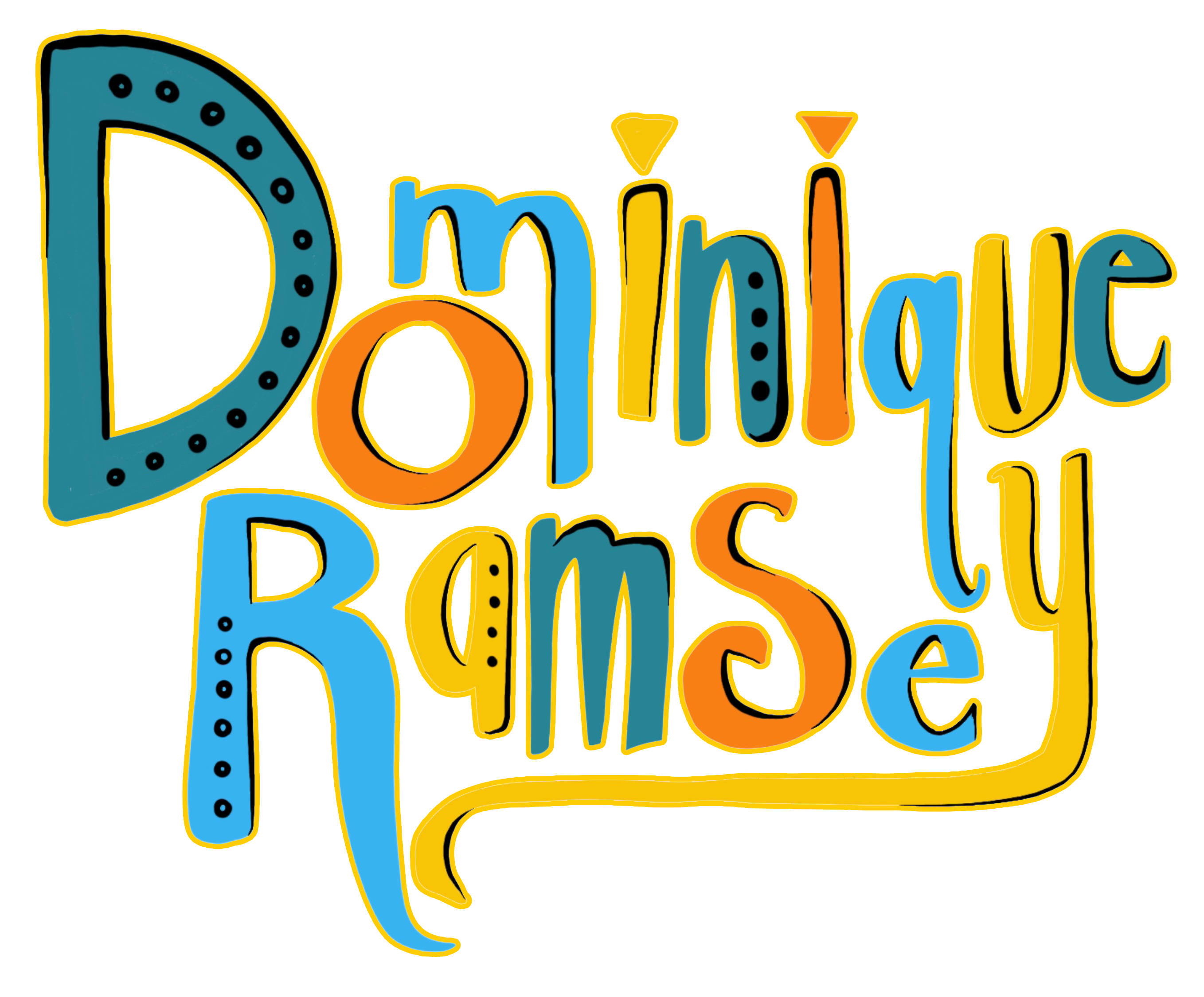 Name logo reading as 'Dominique Ramsey'. The logo is in the colors ...